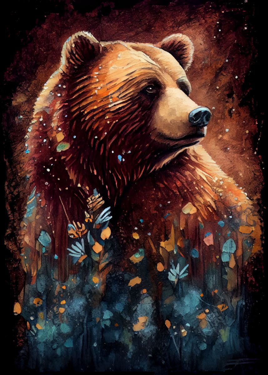 'Brown Bear Ink Painting' Poster, picture, metal print, paint by Scott ...