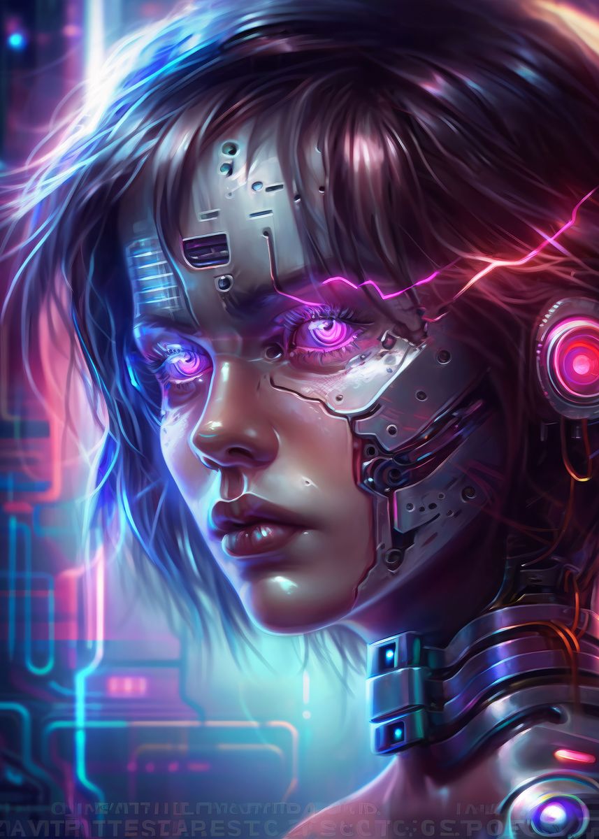 'T 1000 Robot girl' Poster, picture, metal print, paint by Zdenek ...