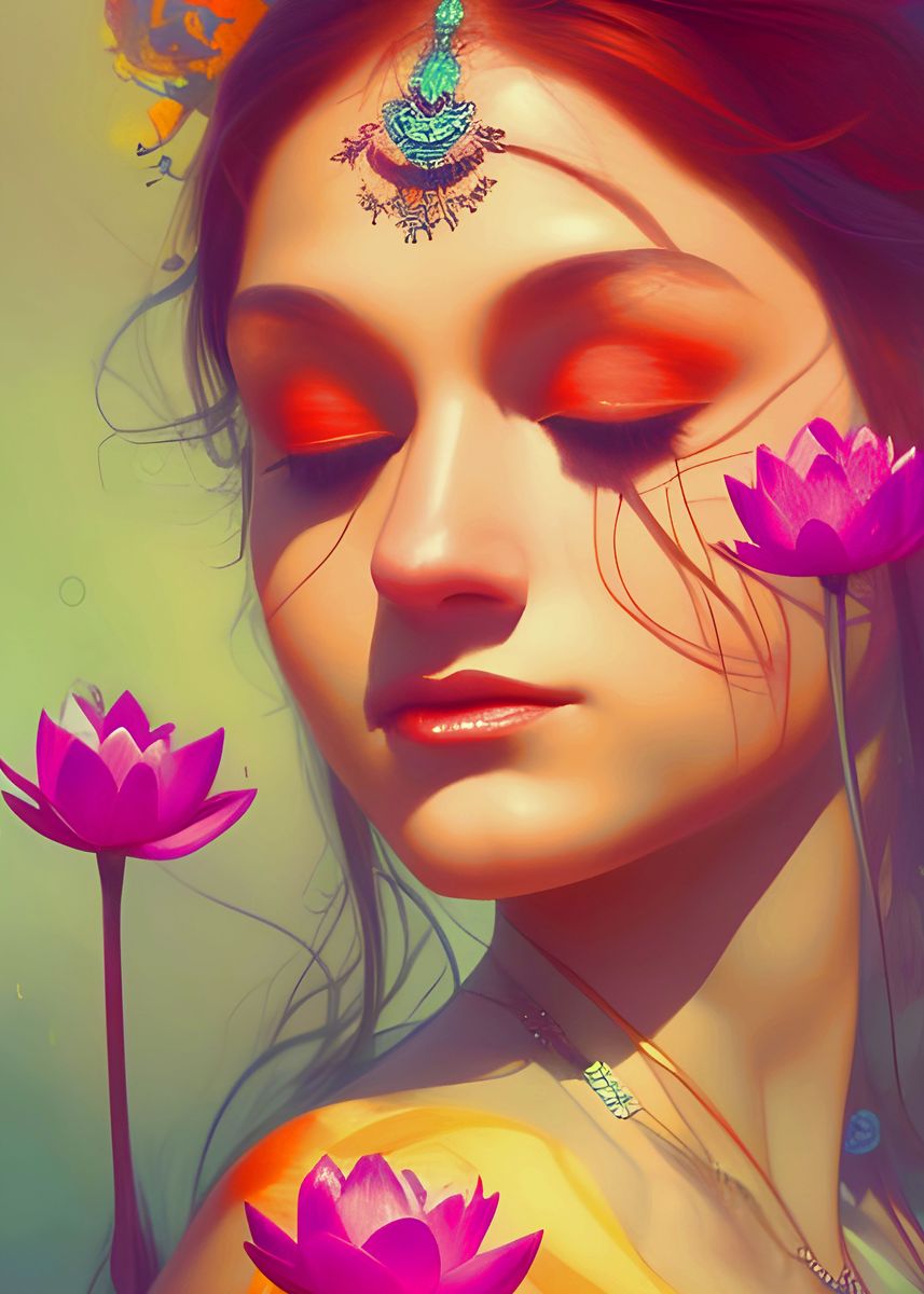 'The Lotus Woman' Poster, picture, metal print, paint by EthectorArt ...