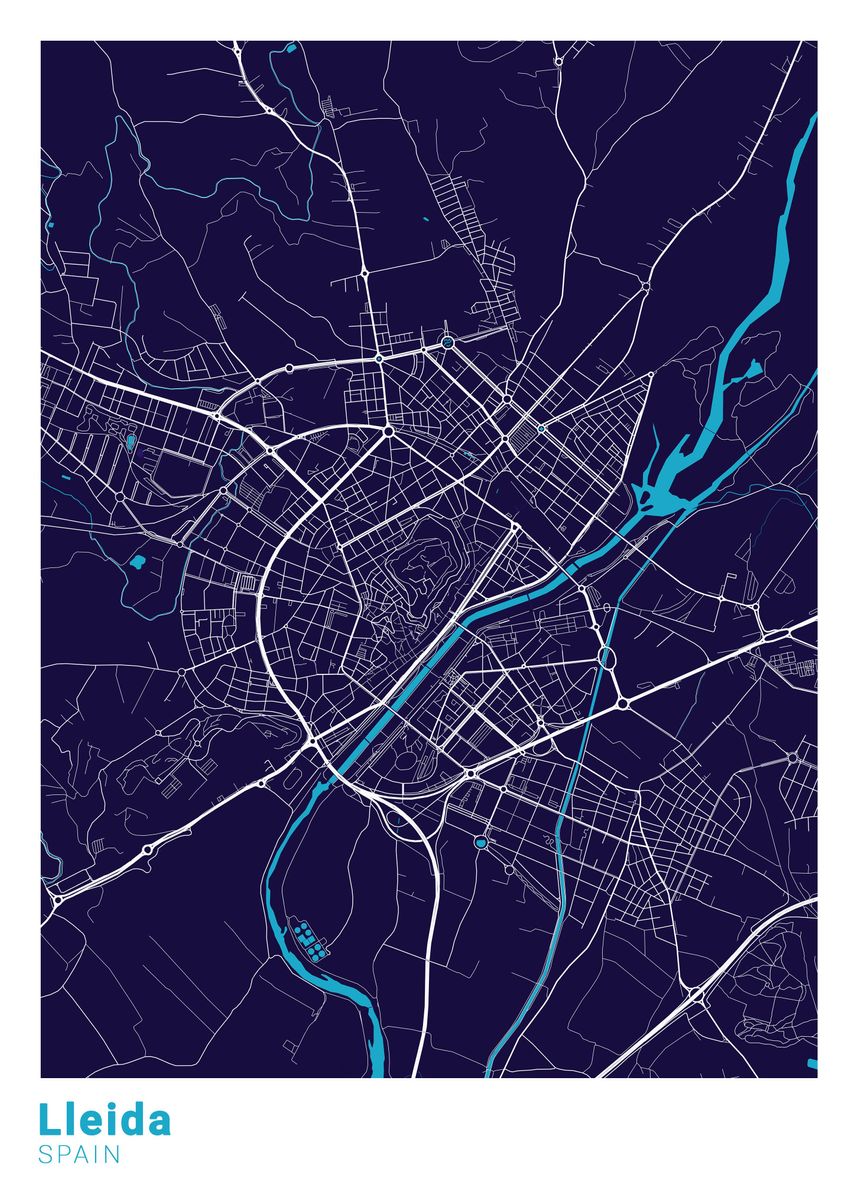 'Lleida City Map' Poster, picture, metal print, paint by Trulaf Design ...