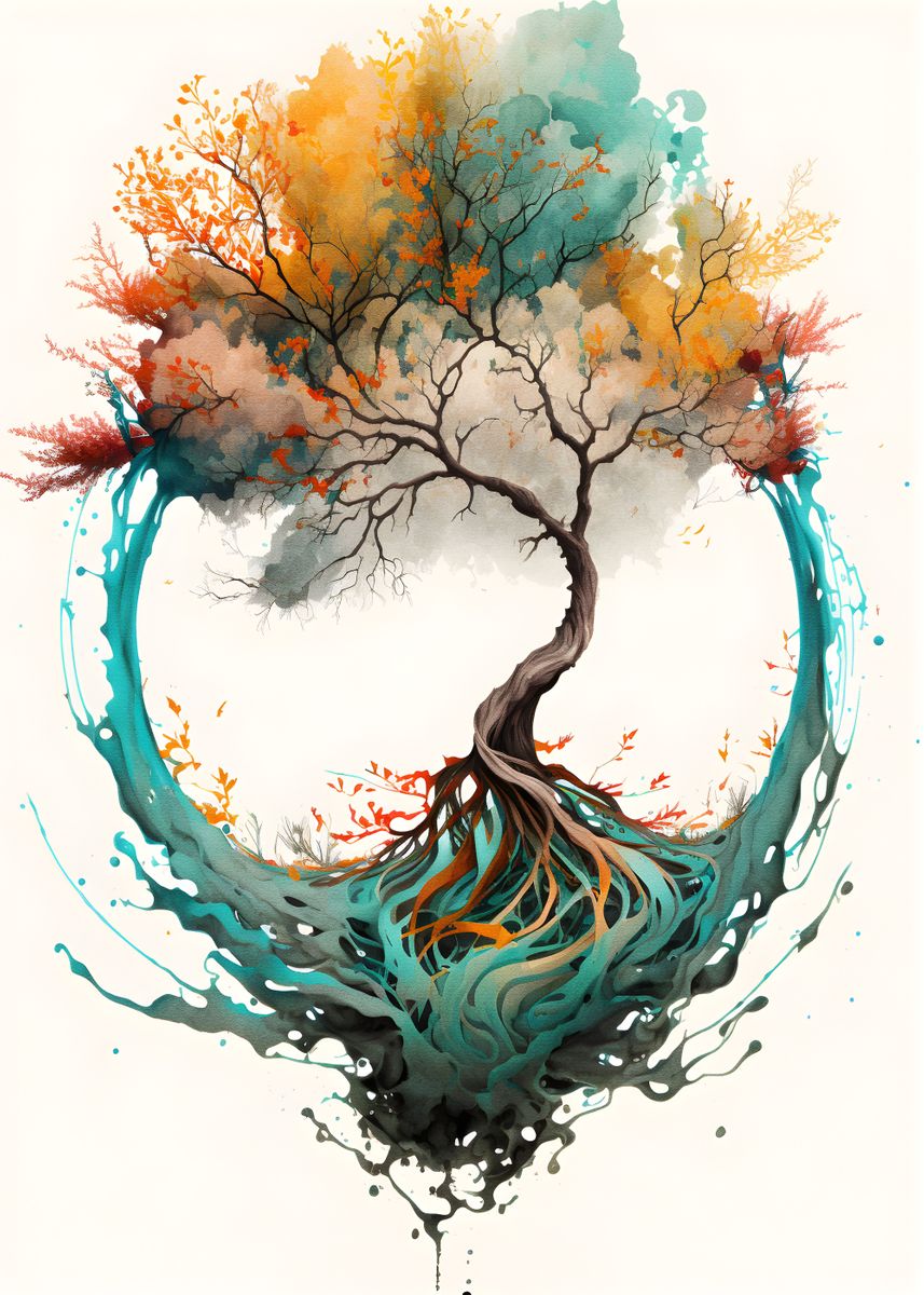 'Watercolors tree' Poster, picture, metal print, paint by Elz art ...