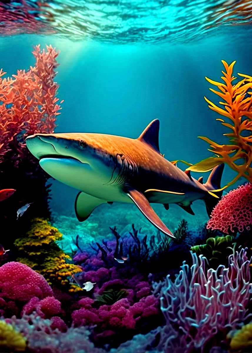 'Shark' Poster, picture, metal print, paint by bds land | Displate