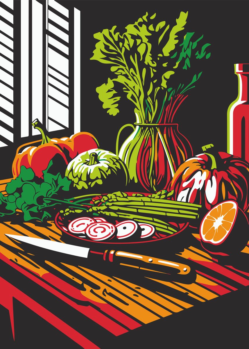 'My Kitchen' Poster, picture, metal print, paint by Mootee Space | Displate