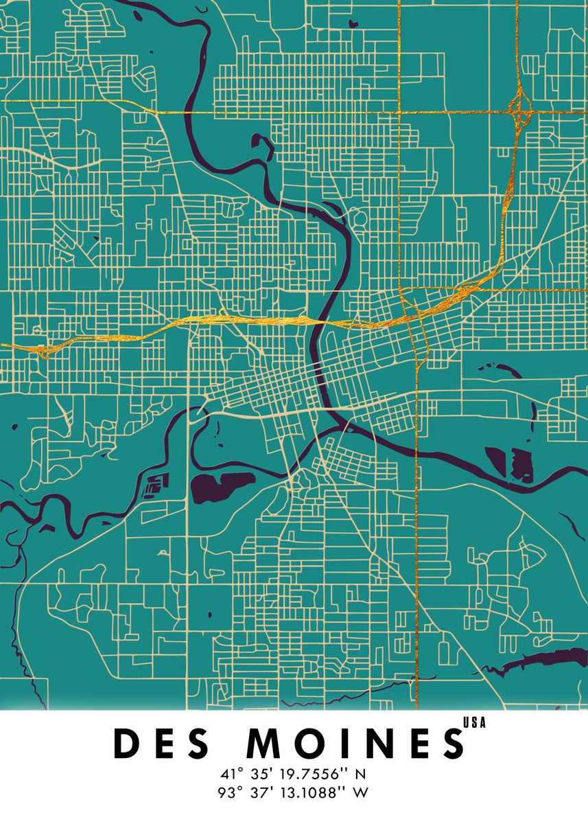 'Des Moines IA USA' Poster, picture, metal print, paint by Yates ...