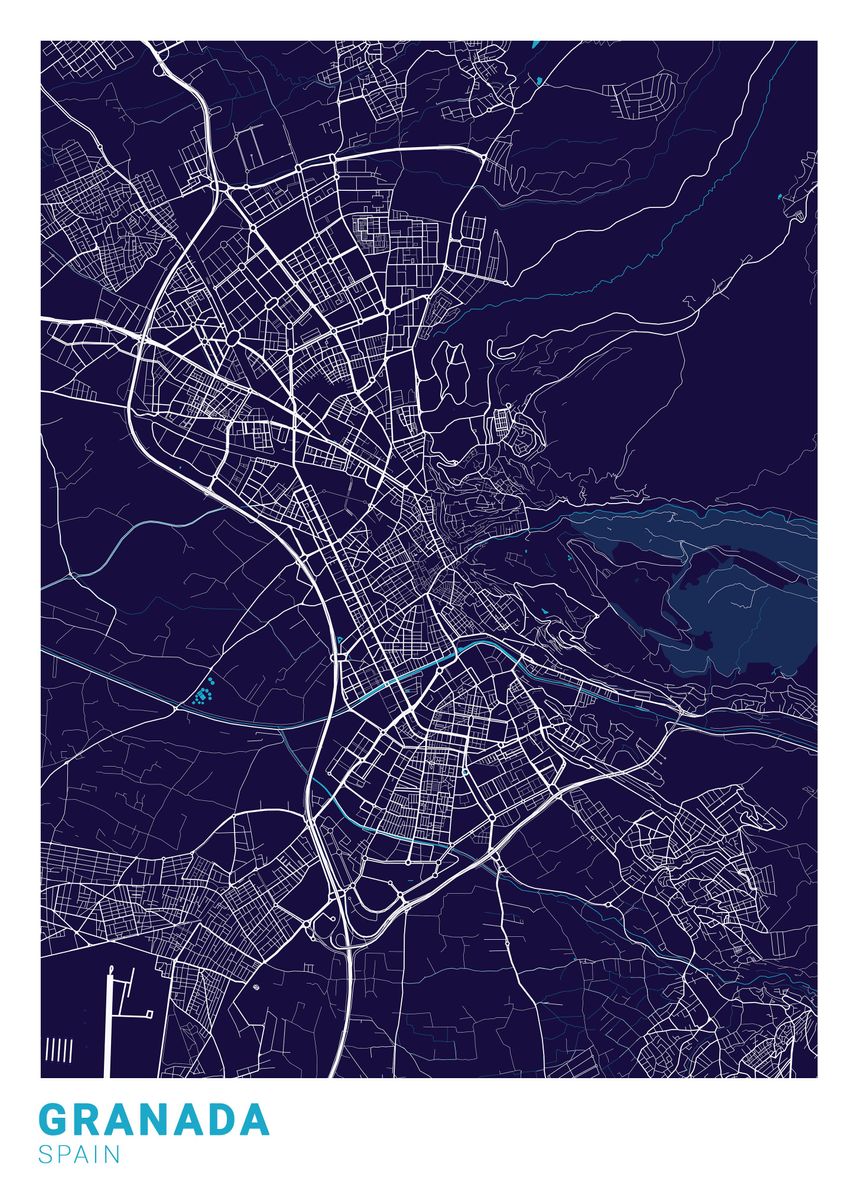 'Granada City Map' Poster, picture, metal print, paint by Trulaf Design ...