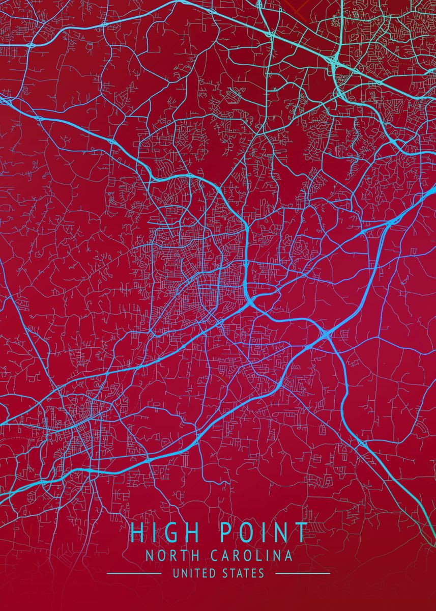 'High Point USA City Map' Poster, picture, metal print, paint by Gigi ...