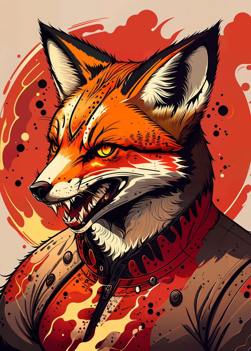 'Red Fox' Poster, picture, metal print, paint by DervlexArt | Displate
