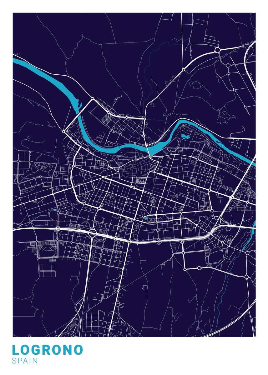 'Logrono City Map' Poster, picture, metal print, paint by Trulaf Design ...