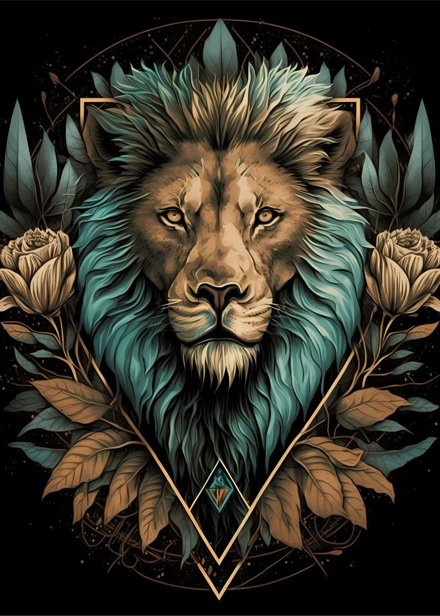 'Native Lion' Poster, picture, metal print, paint by Lalia Homedecor ...