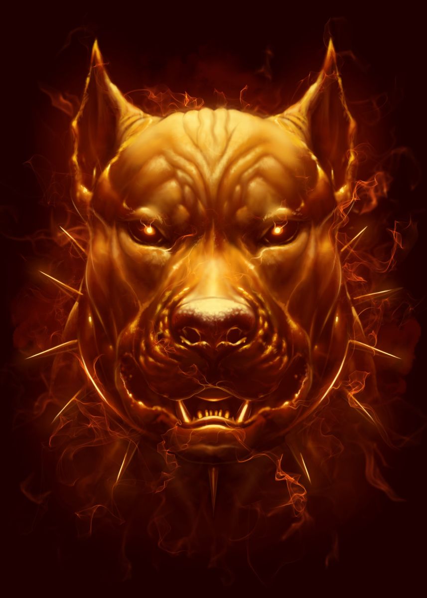 'Dog Fire' Poster, picture, metal print, paint by Bailey DHeath | Displate