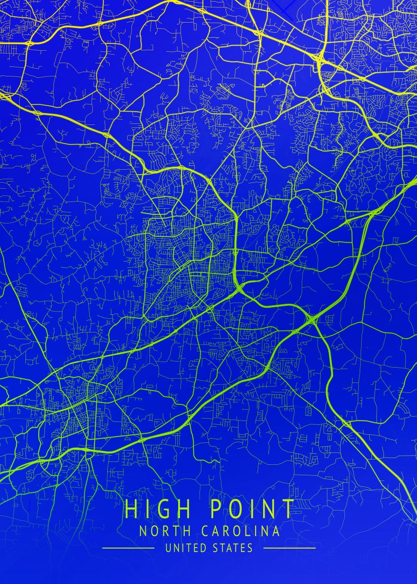 'High Point USA City Map' Poster, picture, metal print, paint by Gigi ...