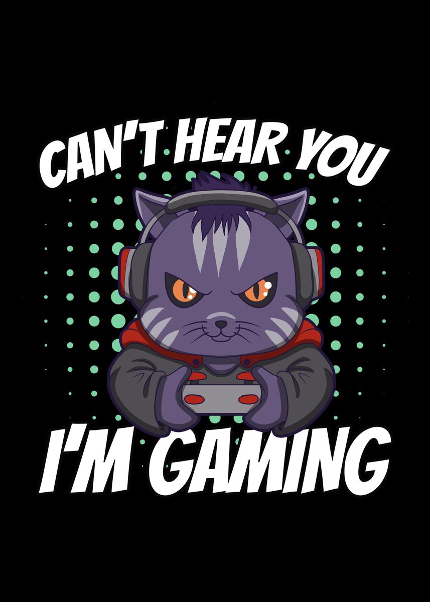 'Gaming Cat' Poster, picture, metal print, paint by Hexor | Displate