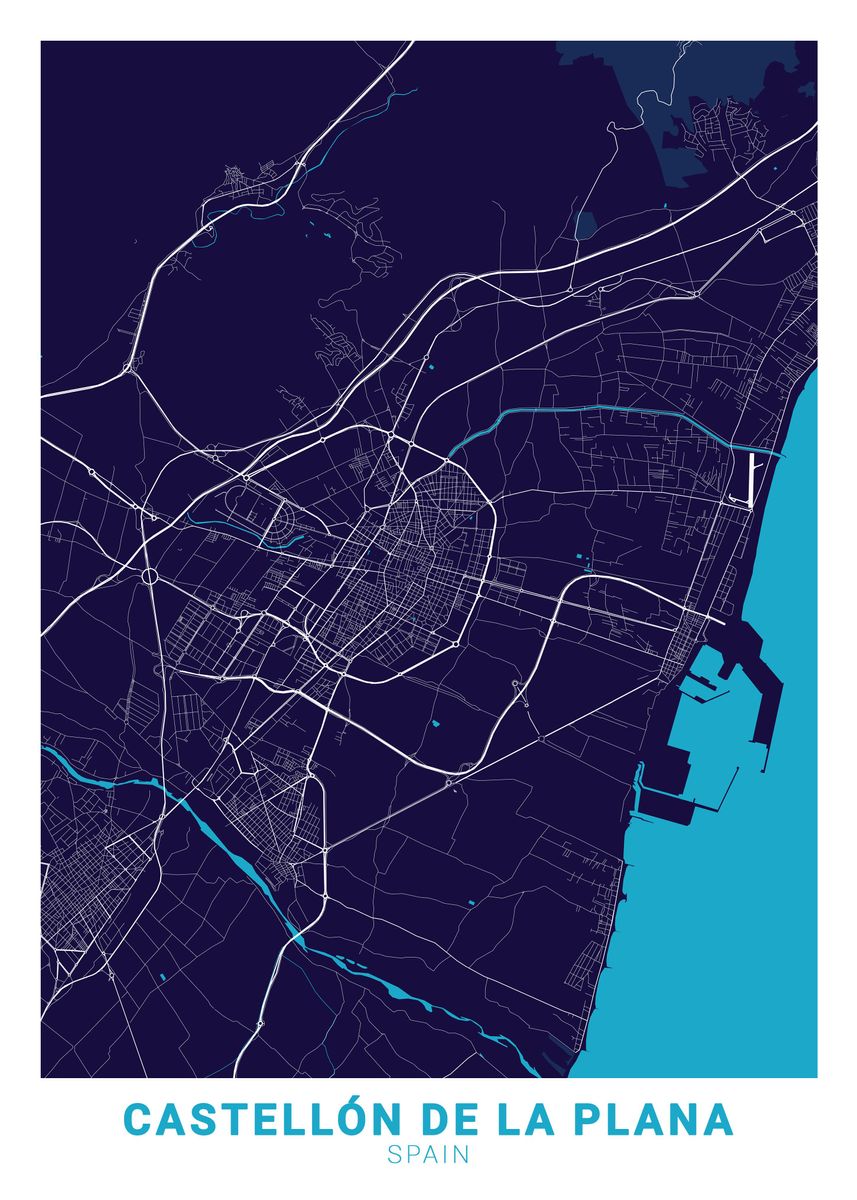 'Castellon City Map' Poster, picture, metal print, paint by Trulaf ...