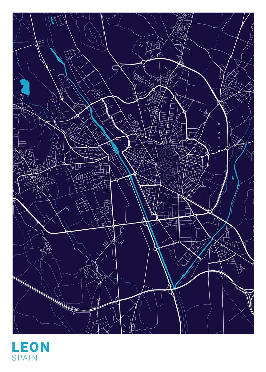 'Leon City Map' Poster, picture, metal print, paint by Trulaf Design ...