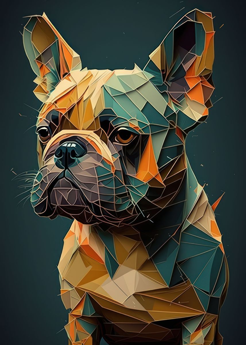 'Geometric French Bulldog' Poster by Usama Design | Displate