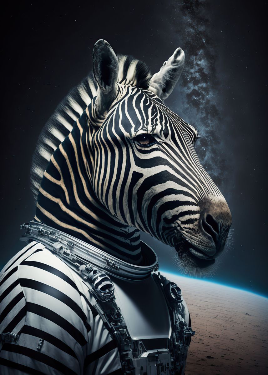 'Zebra Astronaut' Poster, picture, metal print, paint by Atlas Mcguire ...