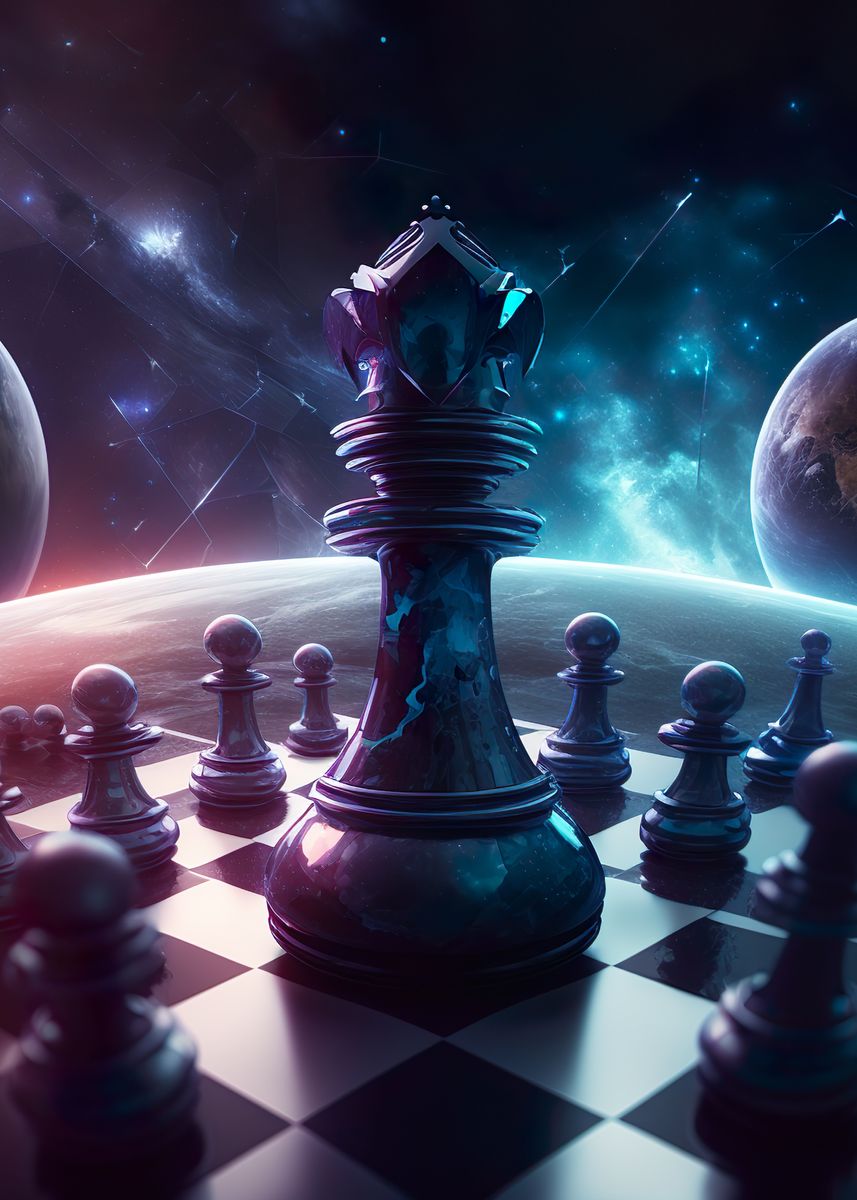 'Chess Queen in Space' Poster, picture, metal print, paint by ...