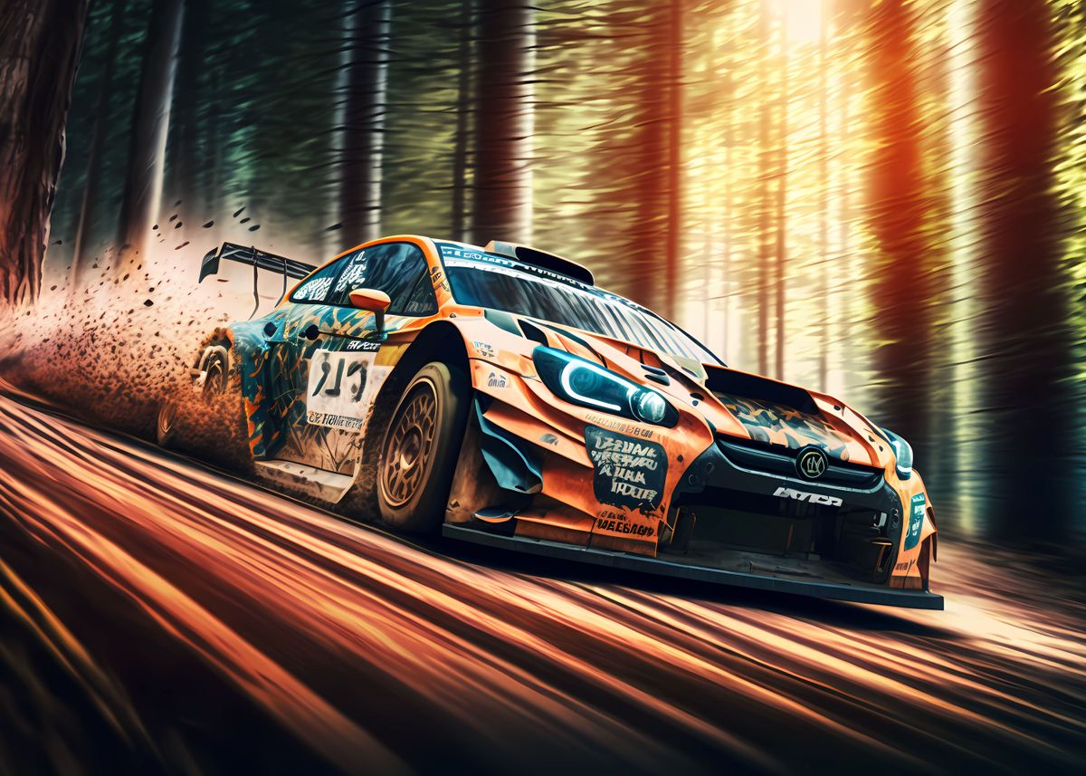 'Forest rally car race' Poster by Jiri Hodecek | Displate