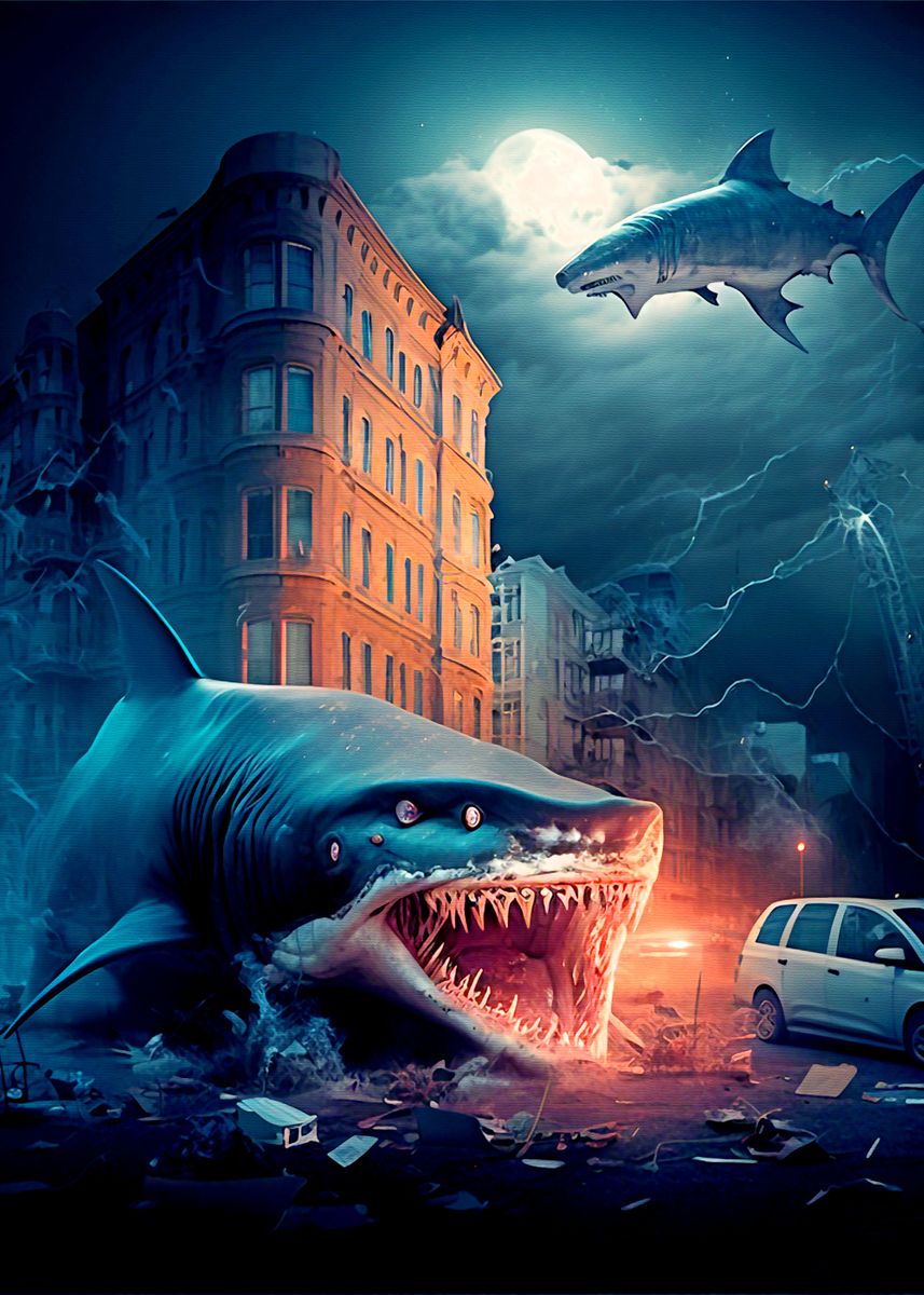 'Shark' Poster, picture, metal print, paint by bds land | Displate