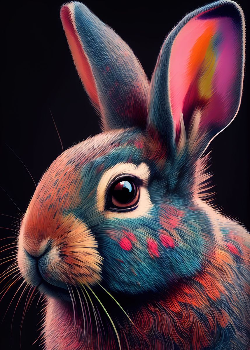 'Colorful Rabbit Animals' Poster by Whimsical Animals | Displate