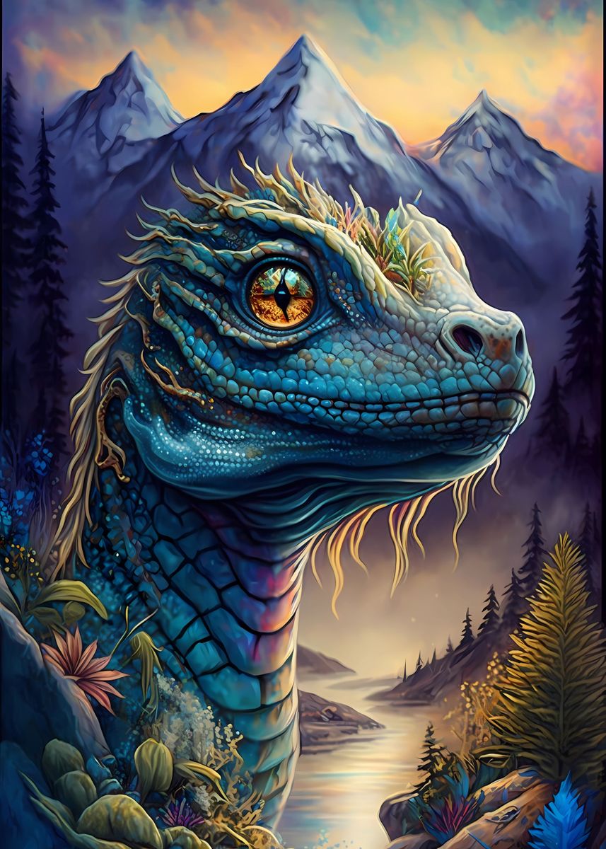 'Magical realm Lizard' Poster, picture, metal print, paint by Mollieu ...