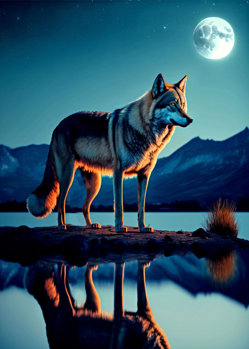 'Wolf' Poster, picture, metal print, paint by Tiker Arts | Displate