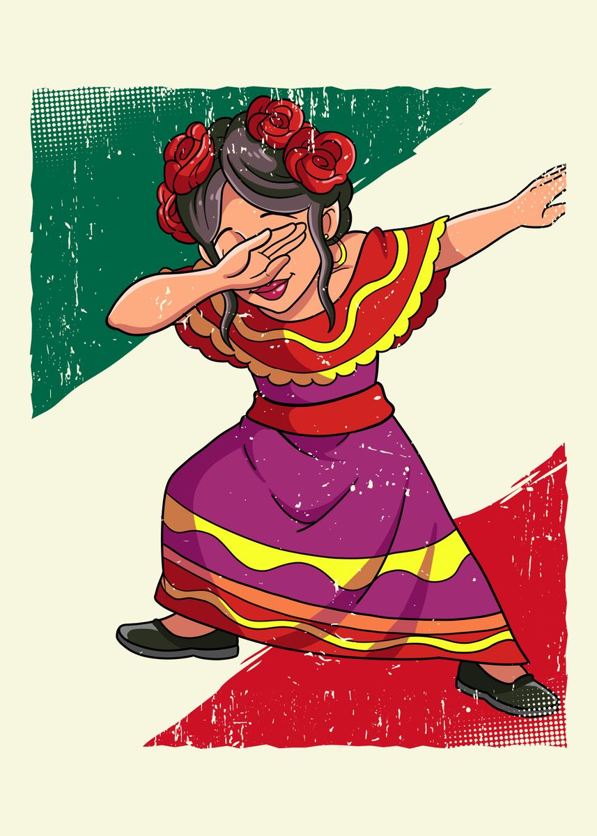 'Dabbing Mexican Woman' Poster, picture, metal print, paint by PxL ...