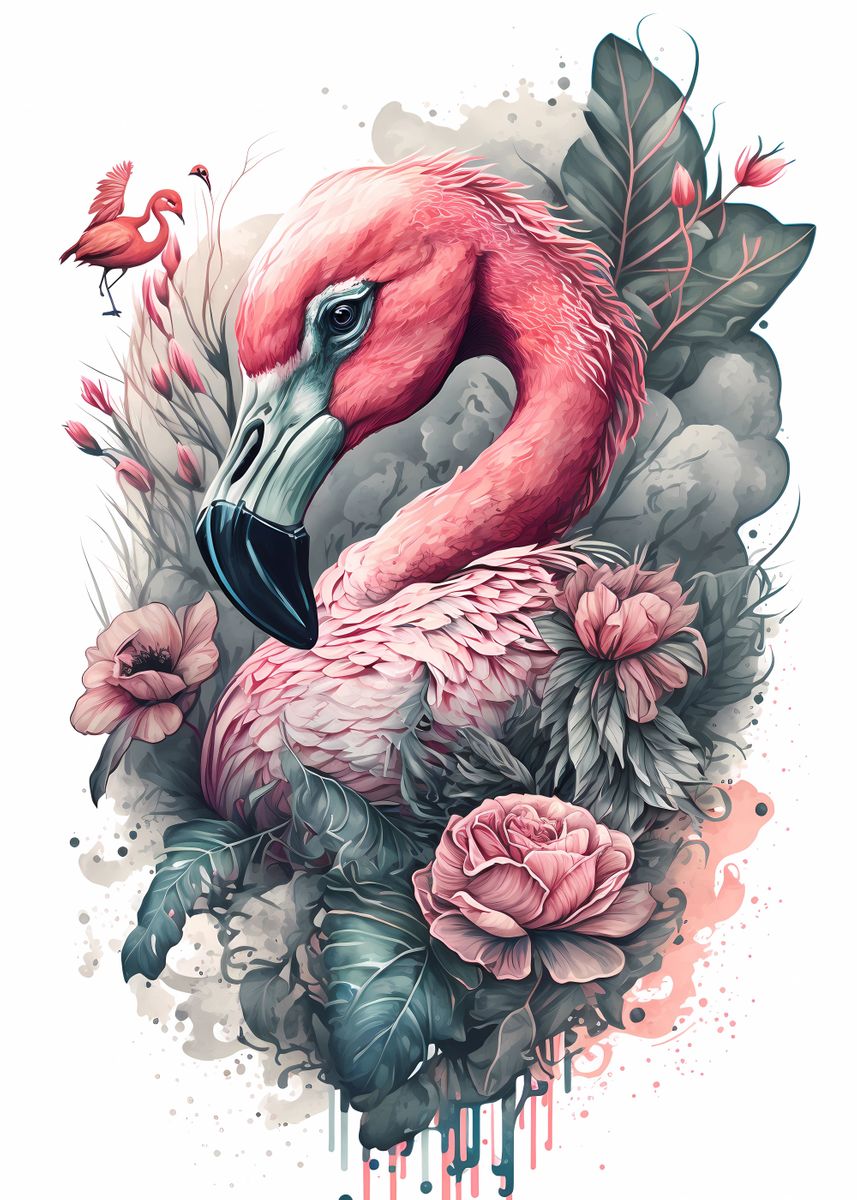 'Supernaturalism Flamingo' Poster, picture, metal print, paint by Adam ...