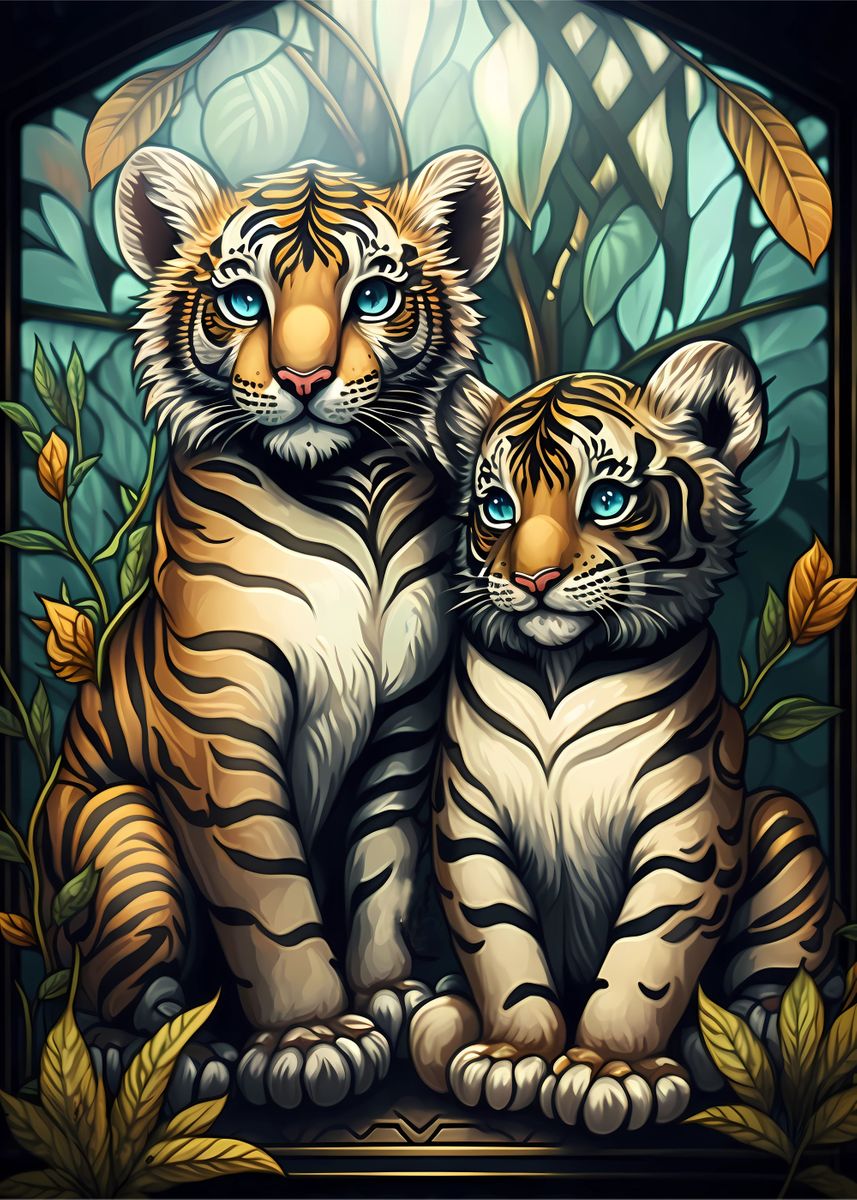 'Enchanted forest Tiger' Poster, picture, metal print, paint by Mollieu ...