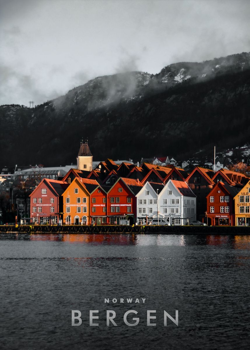 'Bergen Norway' Poster, picture, metal print, paint by Oneil ...