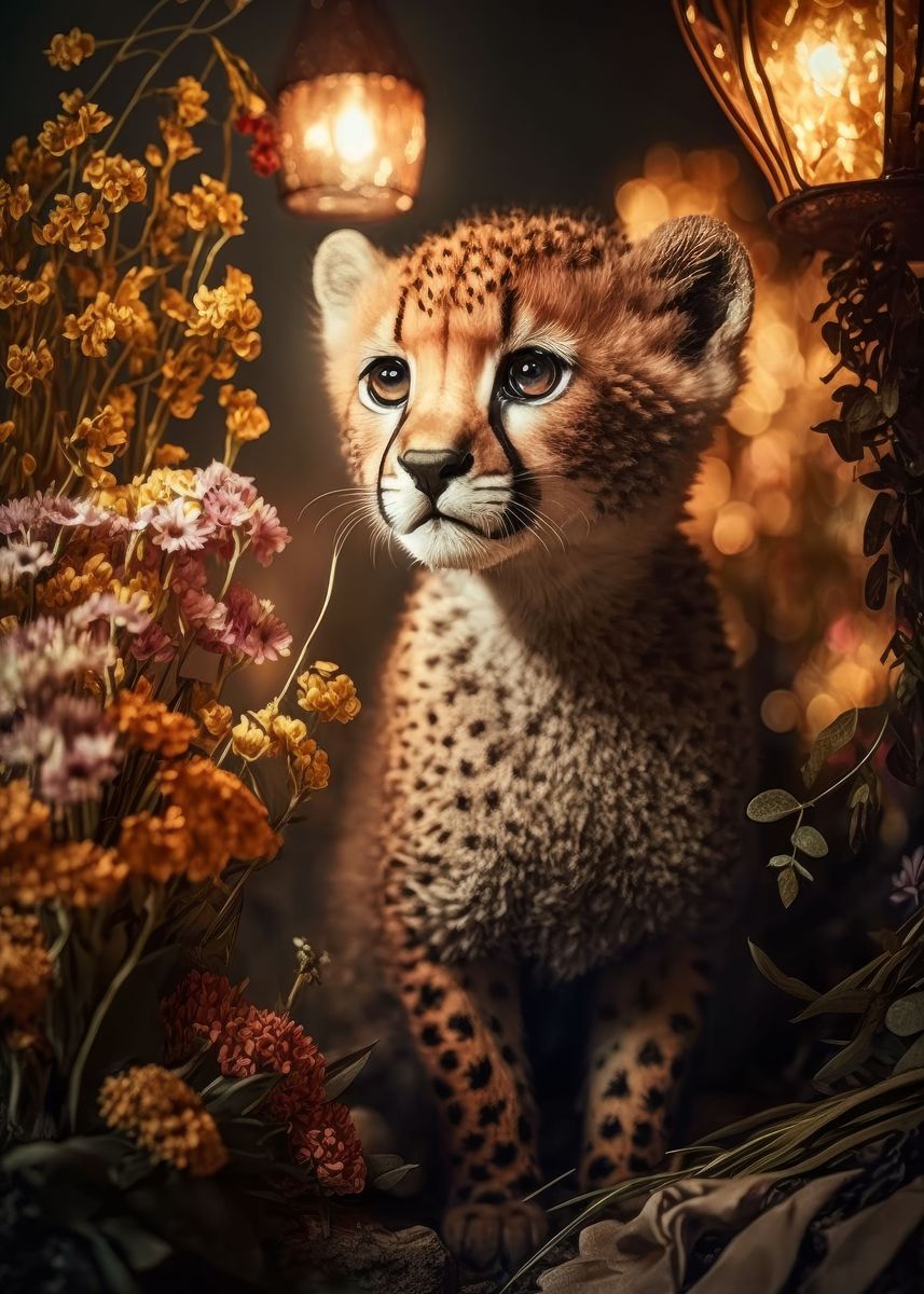 'Magic Fantasy Cheetah Cub' Poster, picture, metal print, paint by Zenz ...