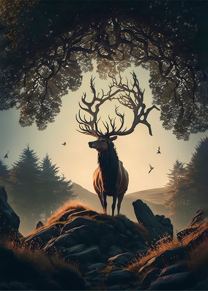 'Deer' Poster, picture, metal print, paint by Antonette Studio | Displate
