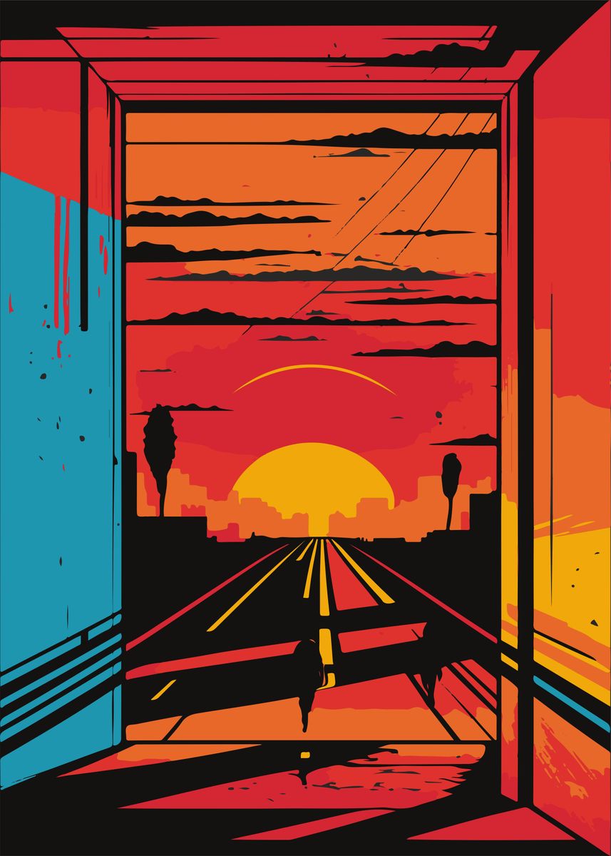 'Abstract Sunset' Poster, picture, metal print, paint by Mootee Space ...