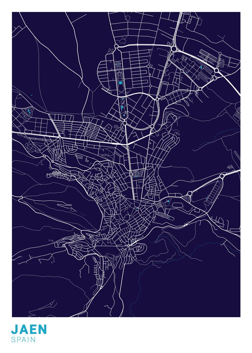 'Jaen City Map' Poster, picture, metal print, paint by Trulaf Design ...