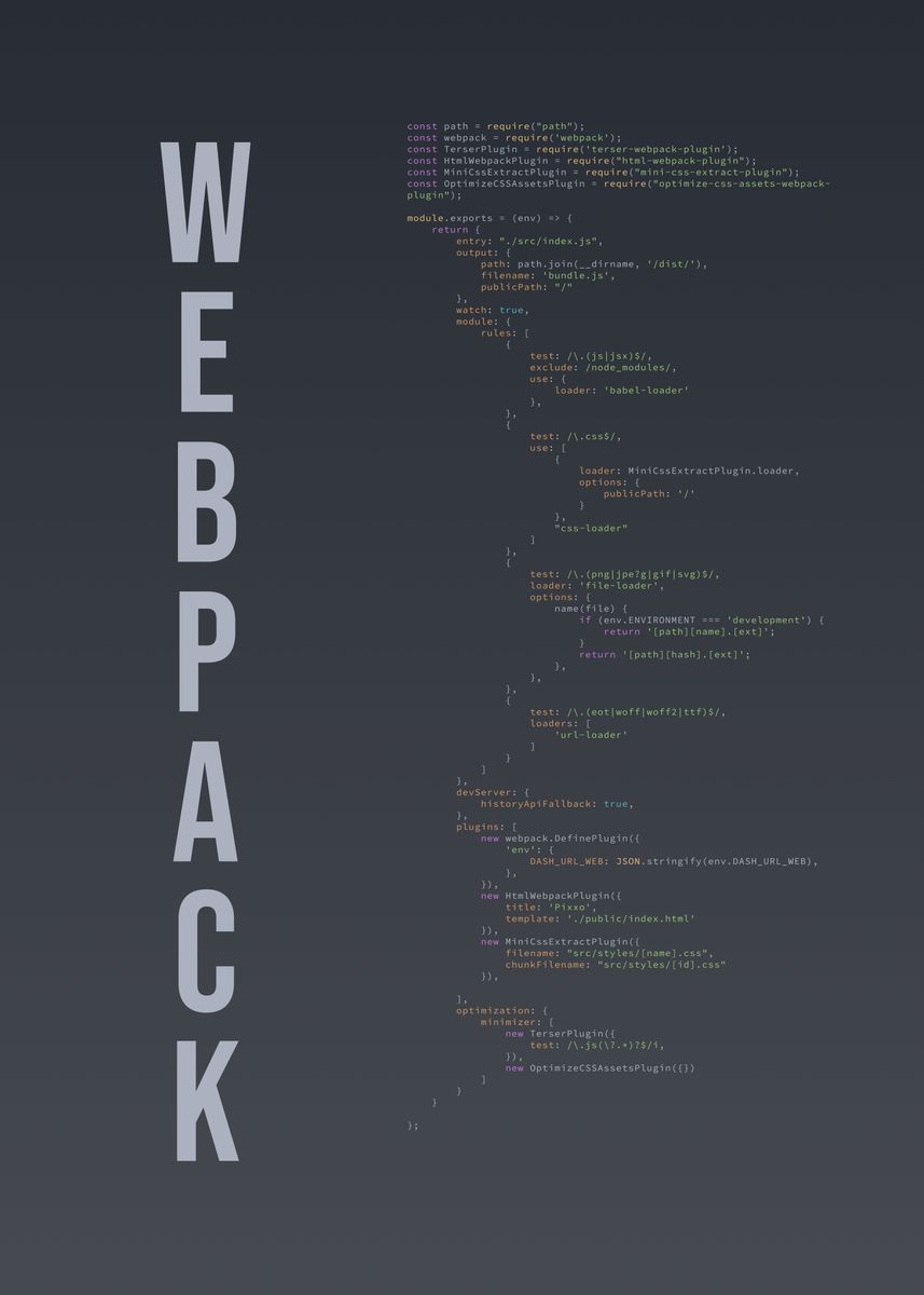 'Webpack Config Json' Poster, picture, metal print, paint by Wisnu ...