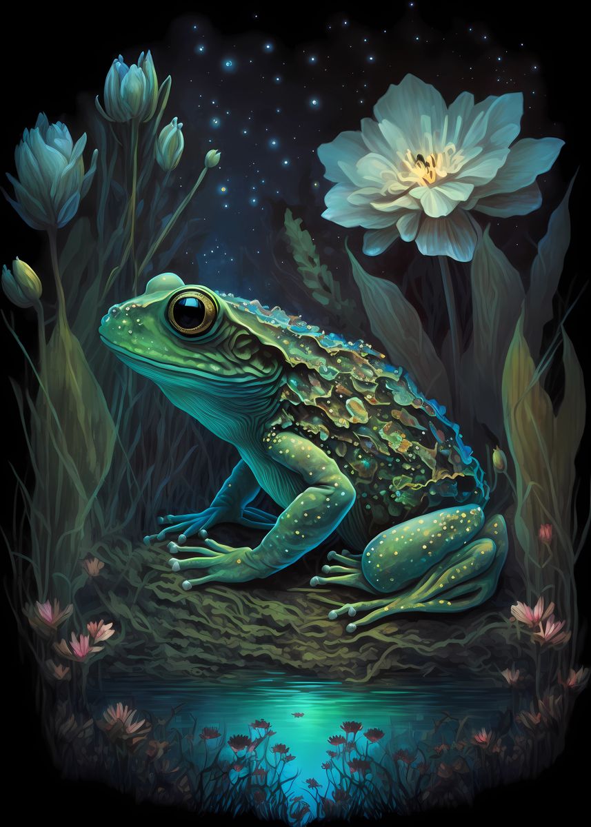 'Frog' Poster, picture, metal print, paint by Leah Decor | Displate