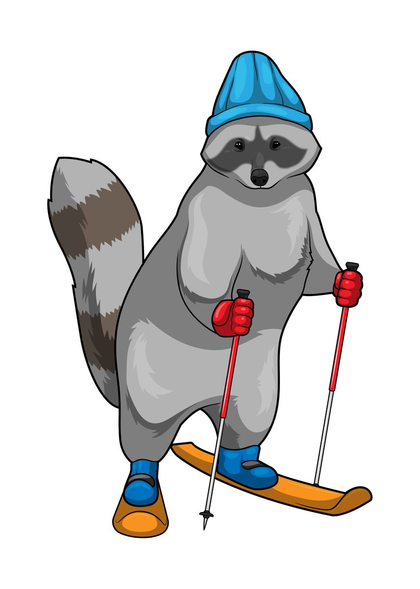 'Racoon Skier Ski' Poster, picture, metal print, paint by Markus ...