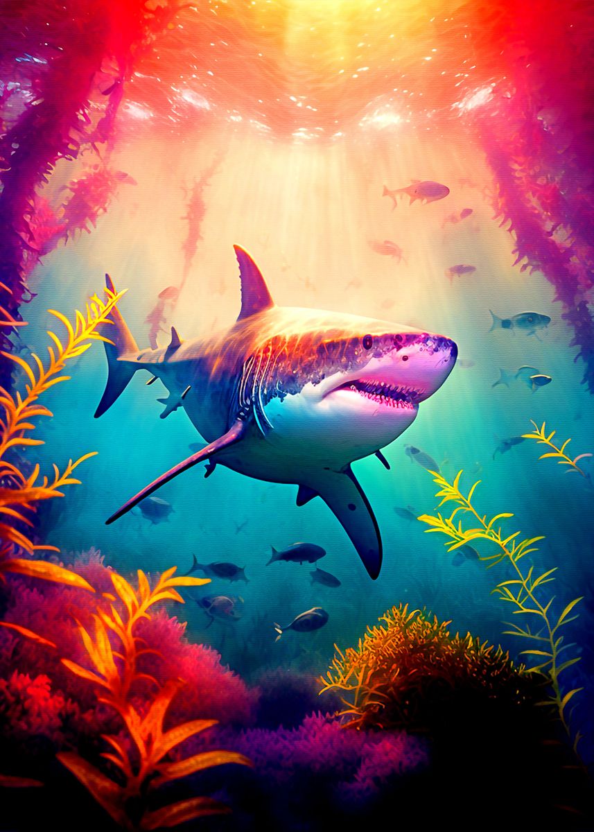 'Shark' Poster, picture, metal print, paint by bds land | Displate