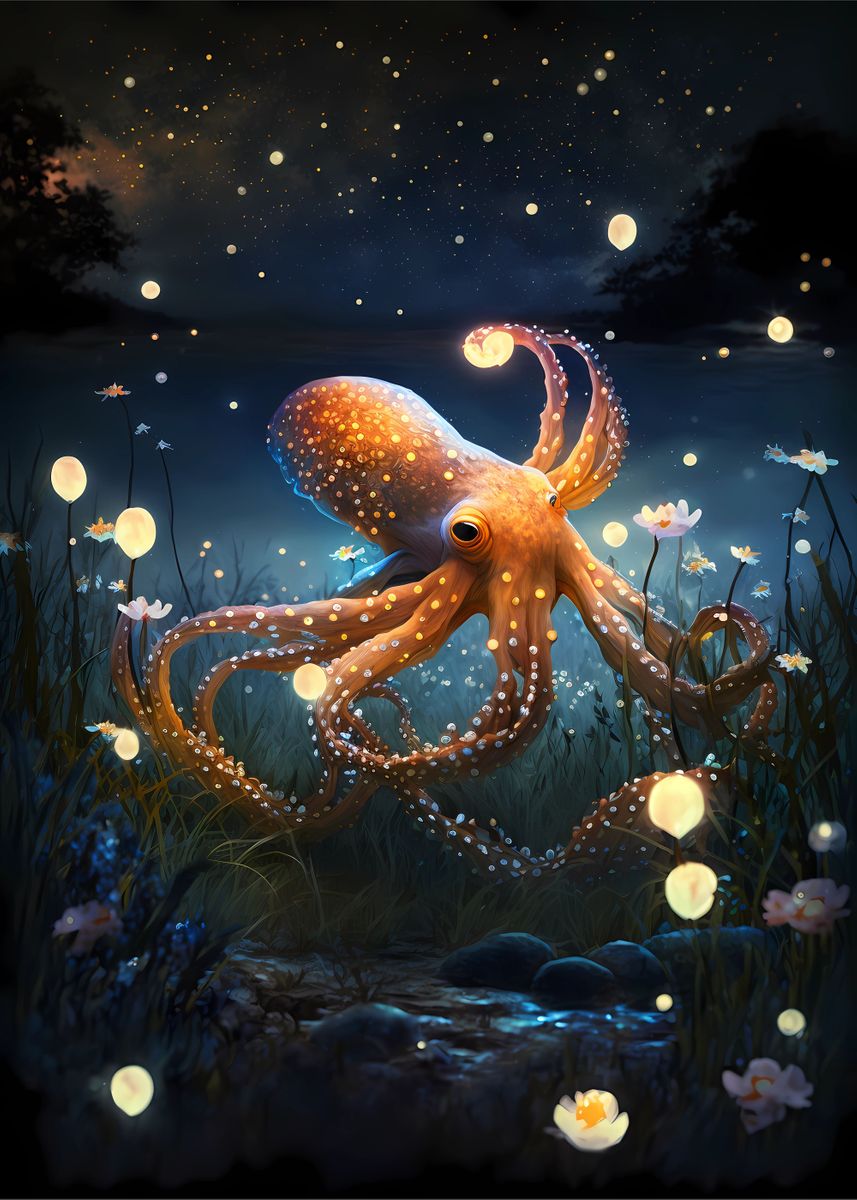 'Mythology Octopus' Poster, picture, metal print, paint by Adam Decor ...