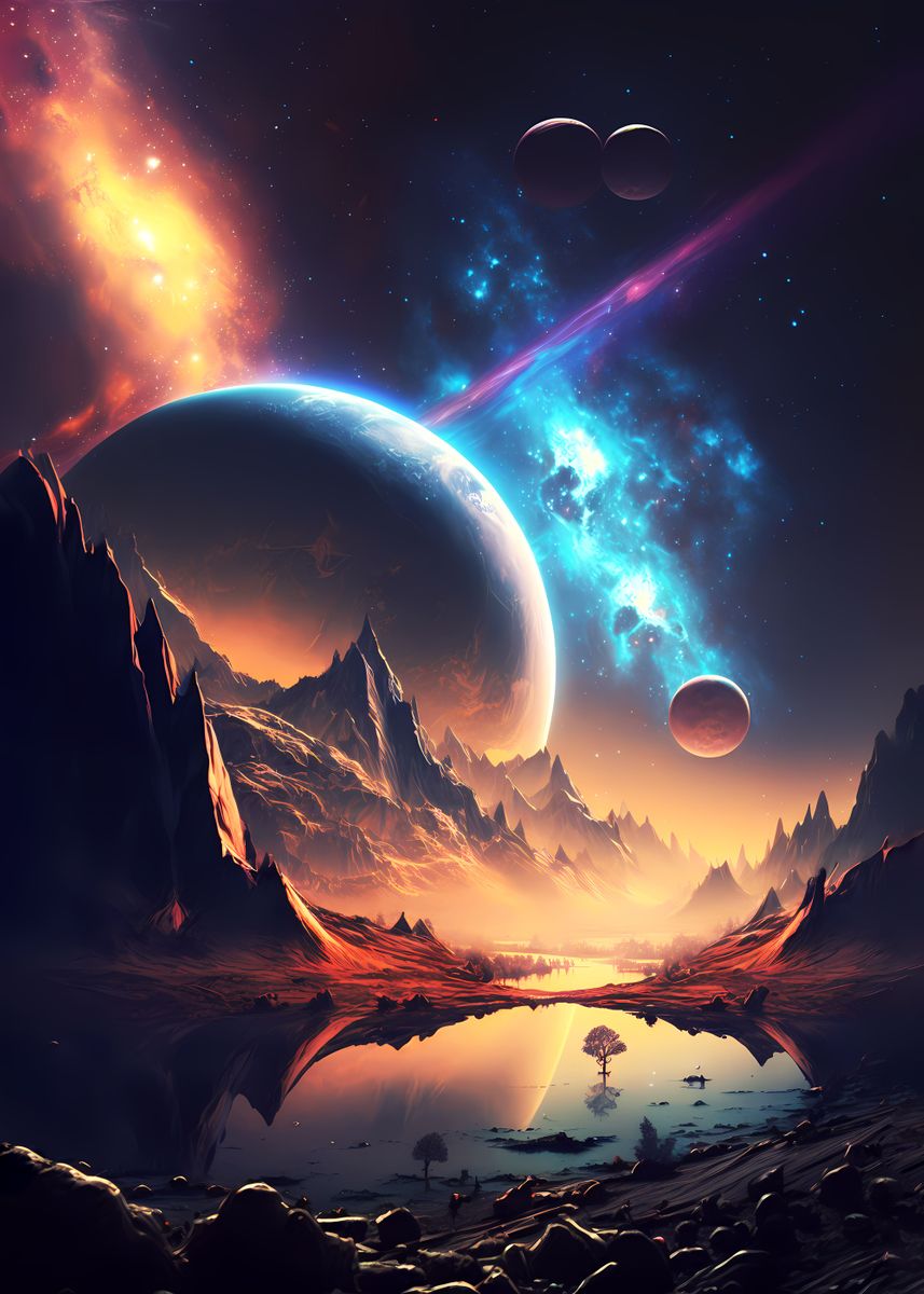 'Galactic Realm Landscape' Poster, picture, metal print, paint by Luong ...