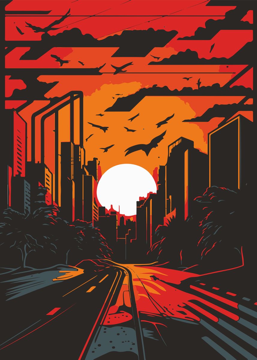 'Beautiful Sunset' Poster, picture, metal print, paint by Mootee Space ...