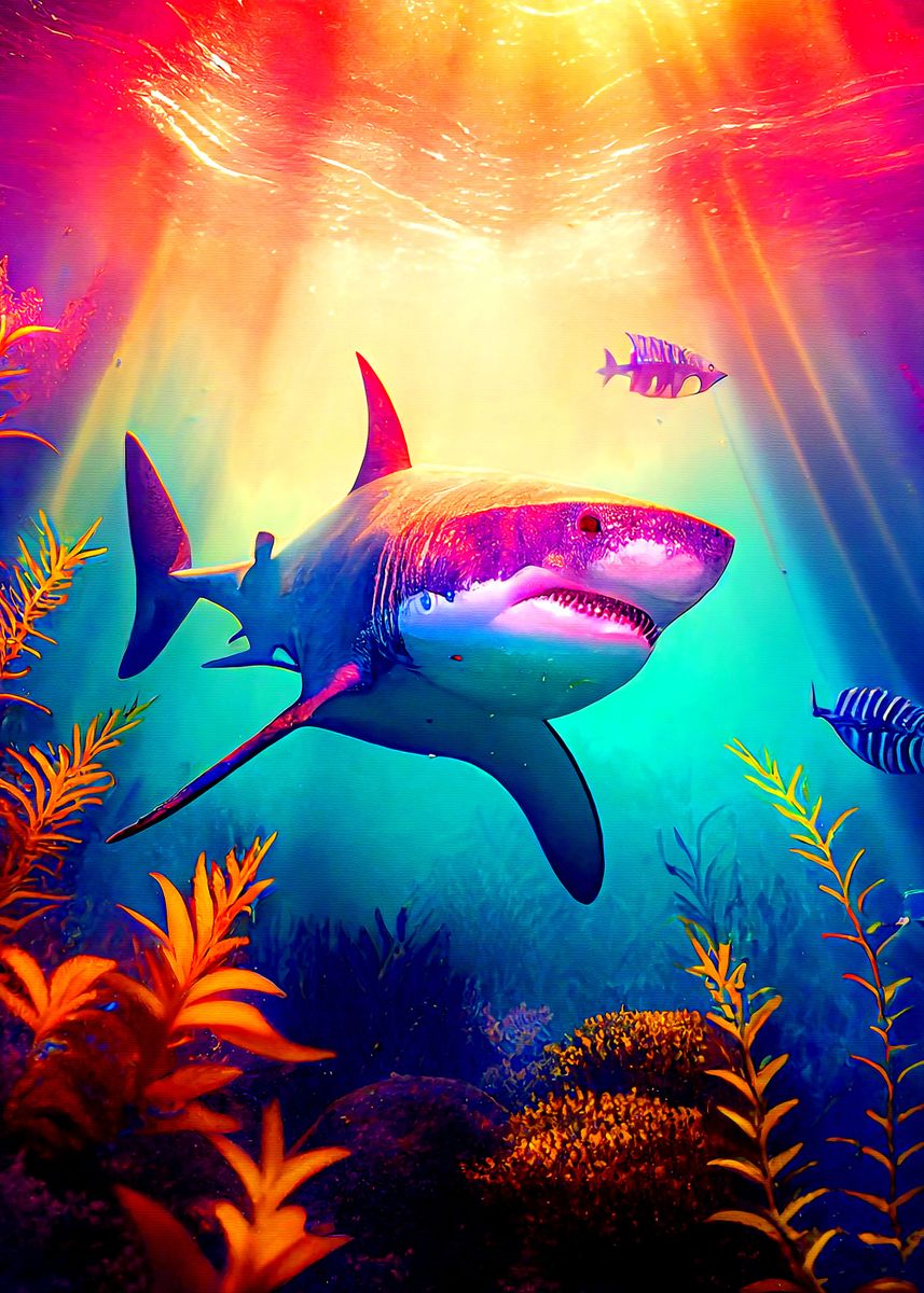 'Shark' Poster, picture, metal print, paint by bds land | Displate