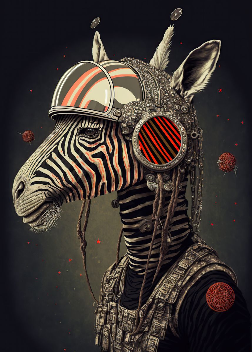 'Zebra Astronaut' Poster, picture, metal print, paint by Atlas Mcguire | Displate