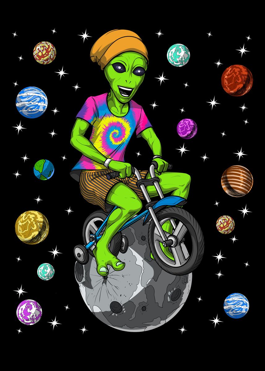 'Trippy Alien Hippie' Poster, picture, metal print, paint by ...