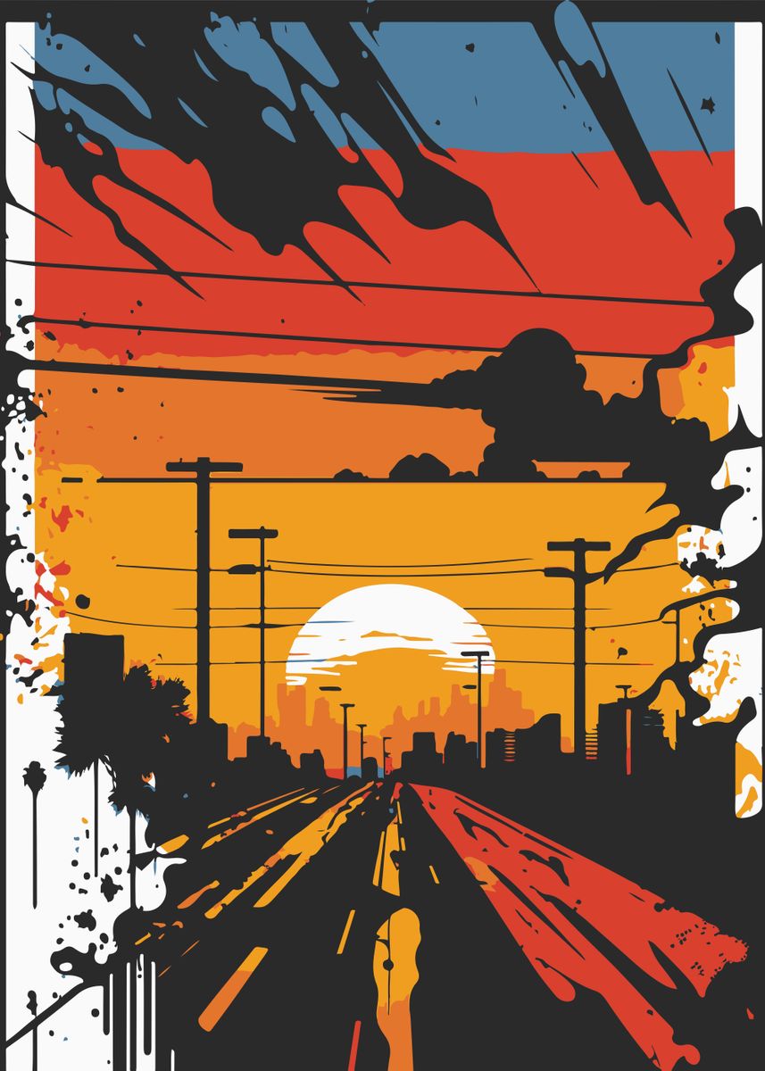 'Abstract Sunset' Poster, picture, metal print, paint by Mootee Space ...