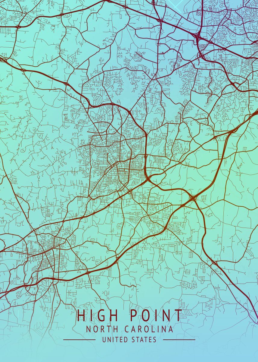 'High Point USA City Map' Poster, picture, metal print, paint by Gigi ...