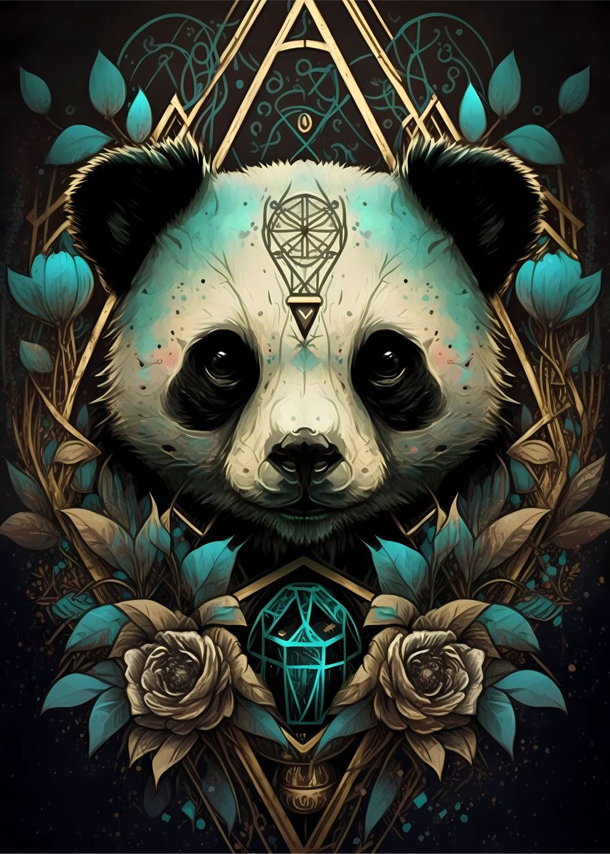 'Mystical Panda' Poster, picture, metal print, paint by Lalia Homedecor ...