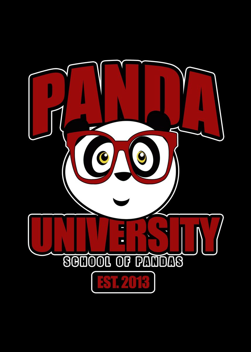 'Panda University Red' Poster, picture, metal print, paint by ...
