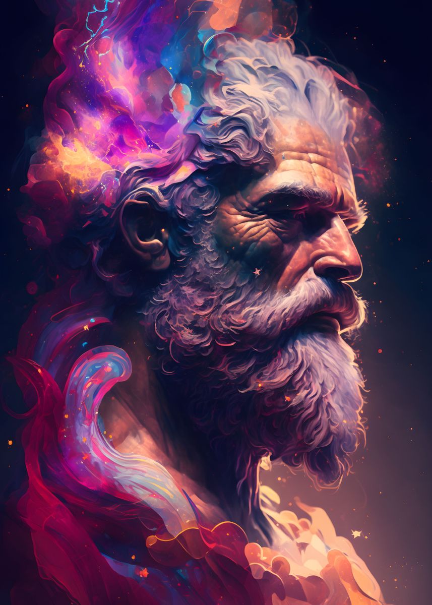 'Space God looking at Earth' Poster, picture, metal print, paint by ...