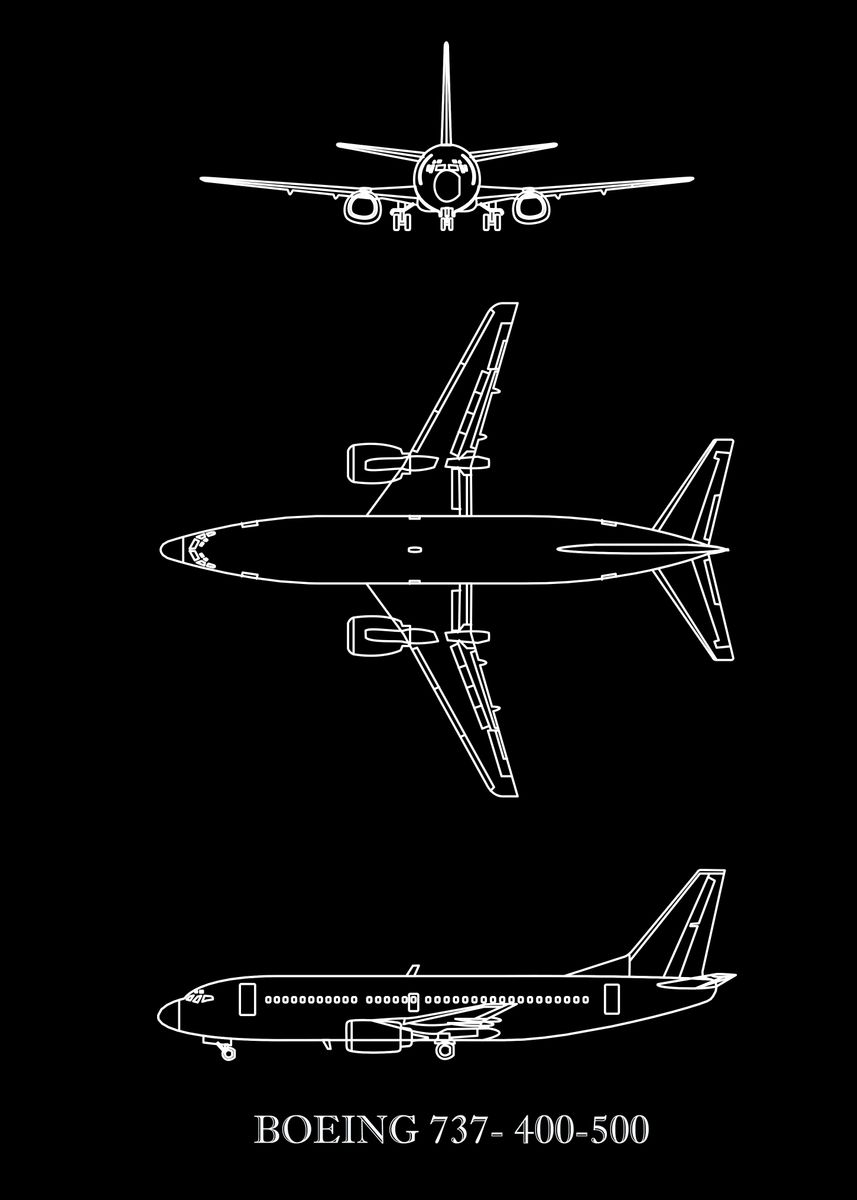 'BOEING 737 400500' Poster, picture, metal print, paint by shiner ...